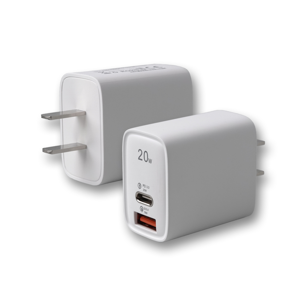 20W Type-C & USB3.0 快充 充電頭