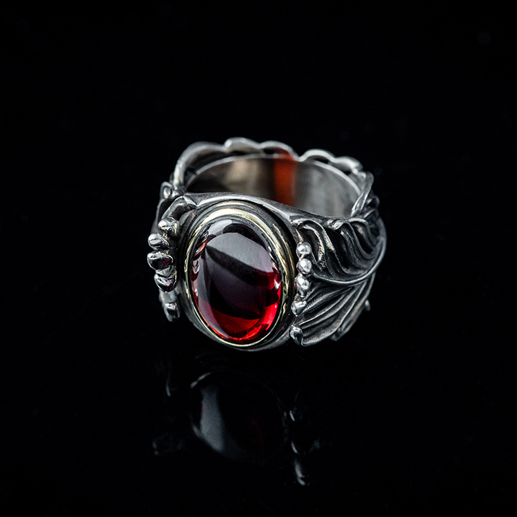 ｜JK Silver.經典羽毛系列｜『一對追求夢想的翅膀！』╴鳳焱石‧幻翼-純銀戒指｜JK銀飾