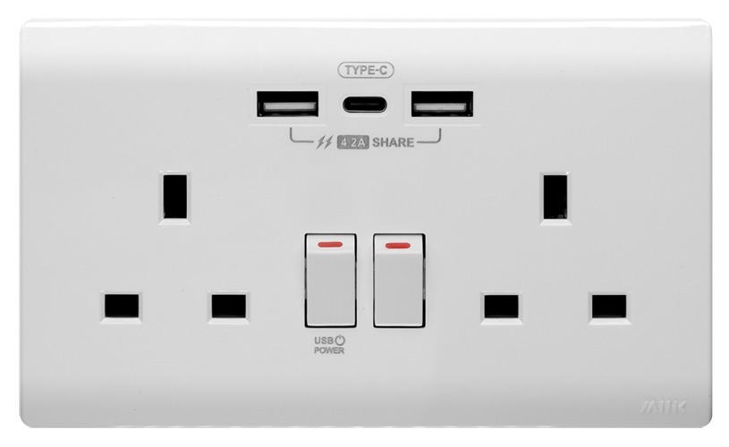 M2K 4.2A Type-C/USB 孖蘇電制 (光面白)