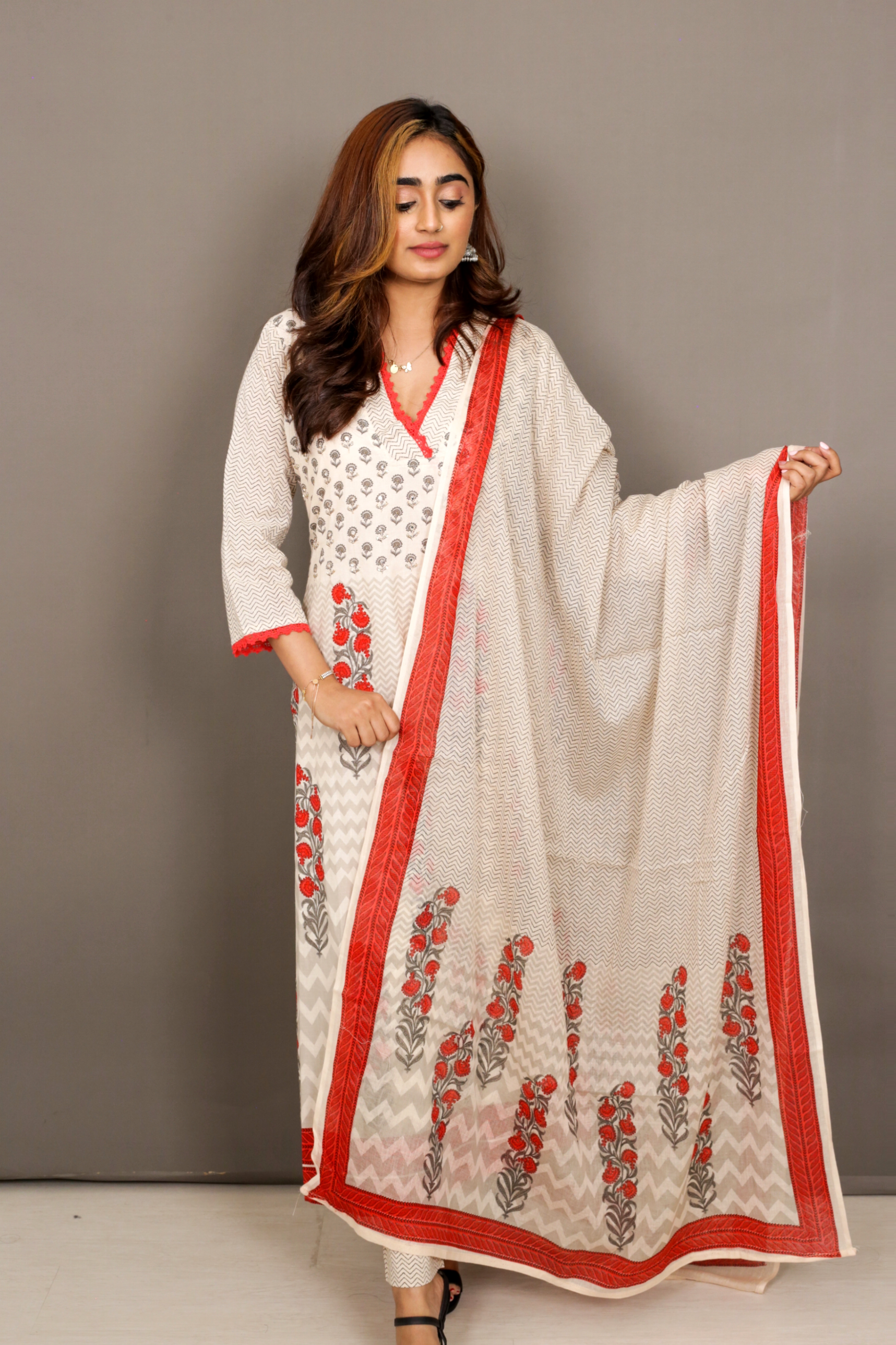 S14 CREAM RED FLORAL SUIT