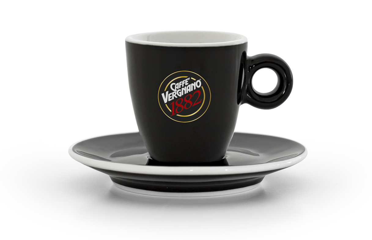 Caffè Vergnano Esporsso matt Black Cup and Saucer Set