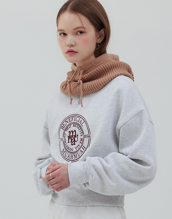 MUAH MUAH Fleece Crop Sweat Shirts