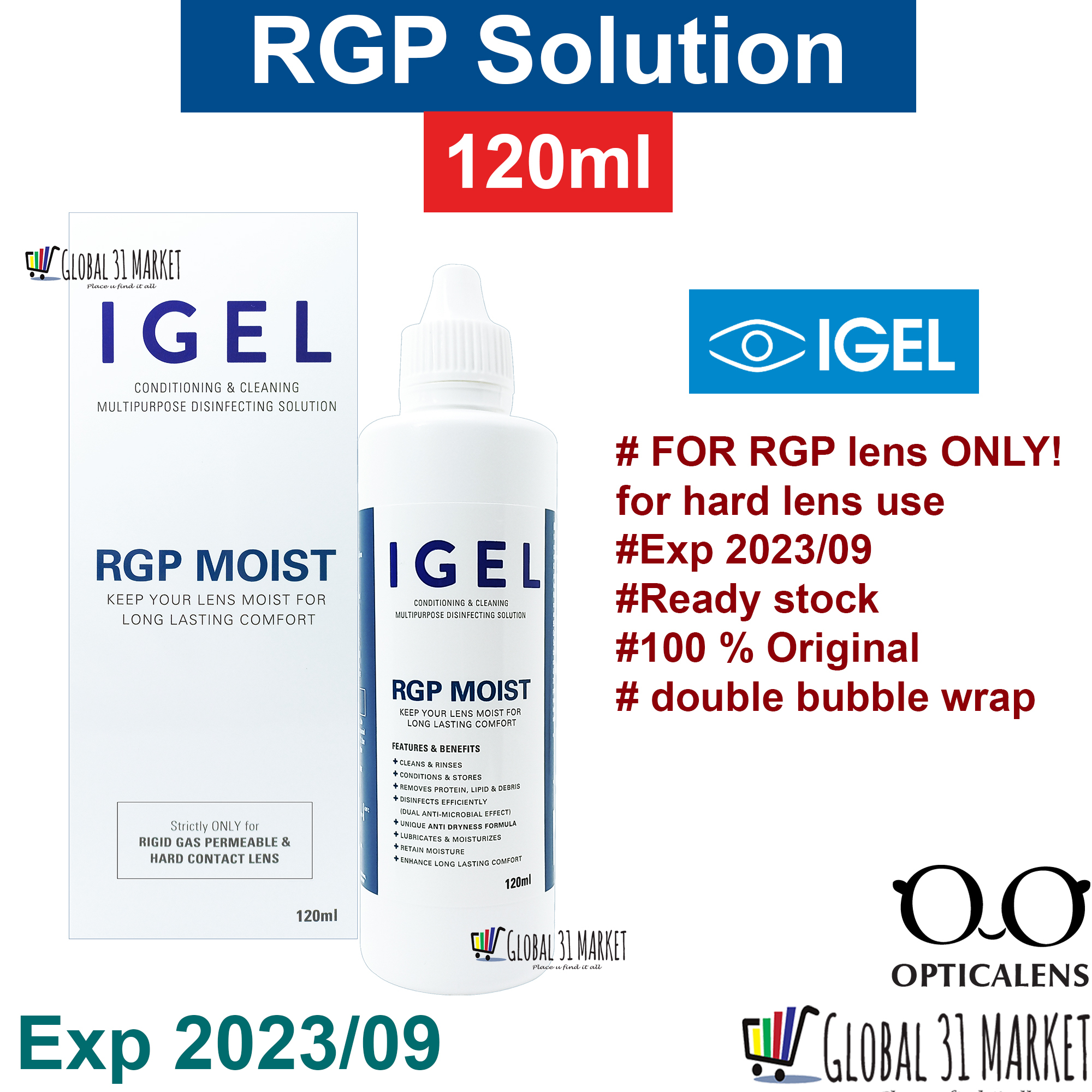 IGEL RGP Moist 120ml Rigid Gas Permeable Conditioning
