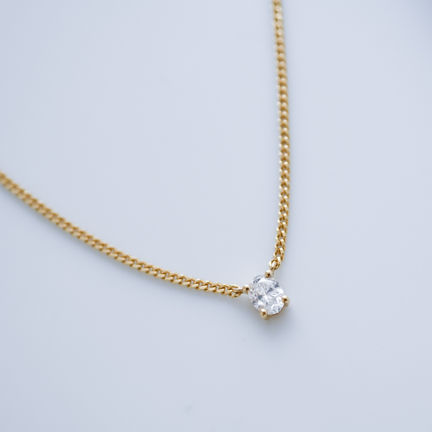 18K 0.30ct Oval Diamond Necklace