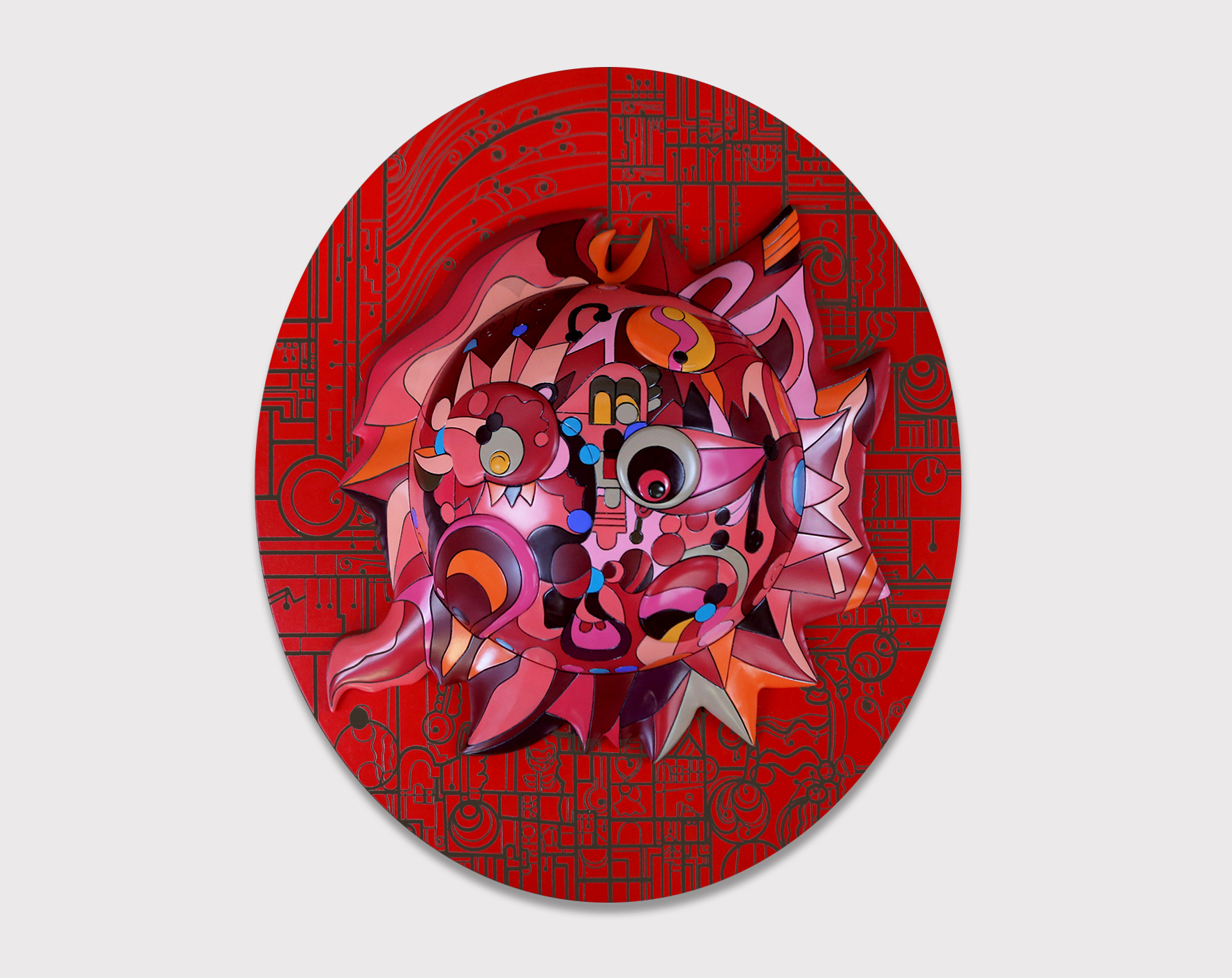 (Red) "Sun" Sculpture by Changjiang Zhang