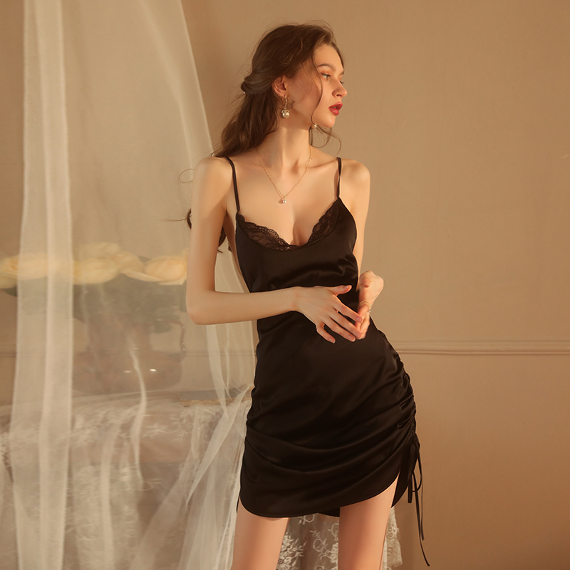 優雅性感(黑 / 紫)睡裙套裝 - sFun HK