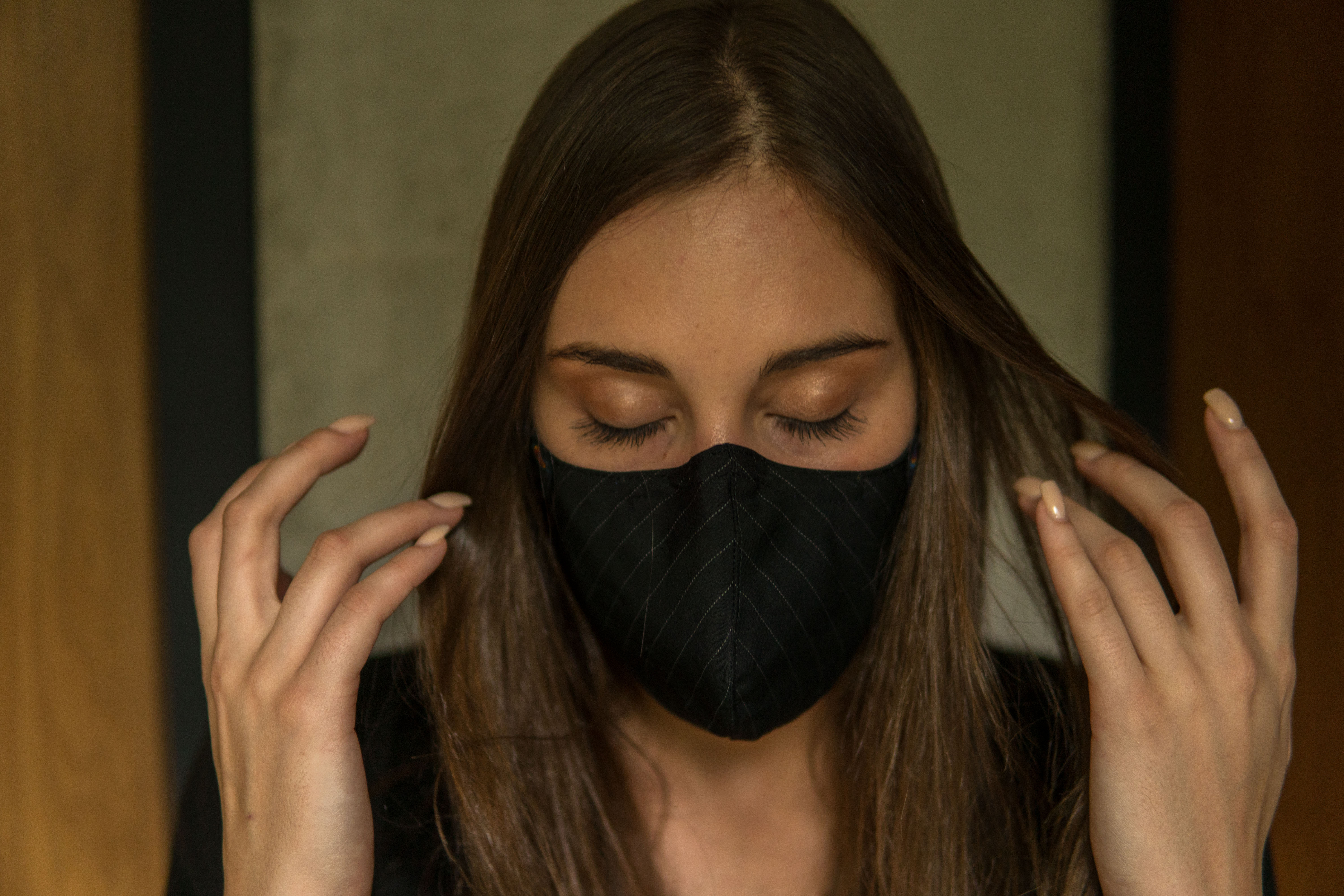 Tania Pinstripe Face mask