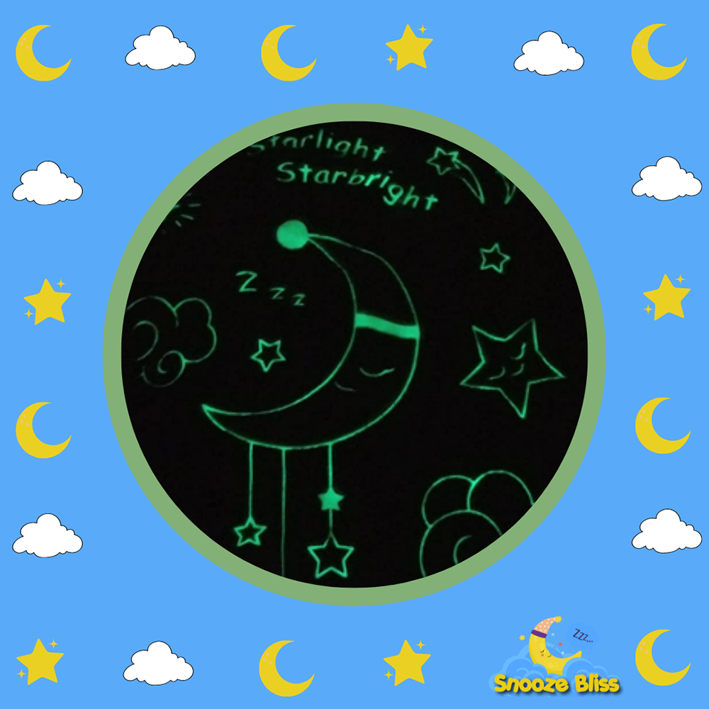 美國 Snooze Bliss 夜光保暖毯 - 灰星星月亮