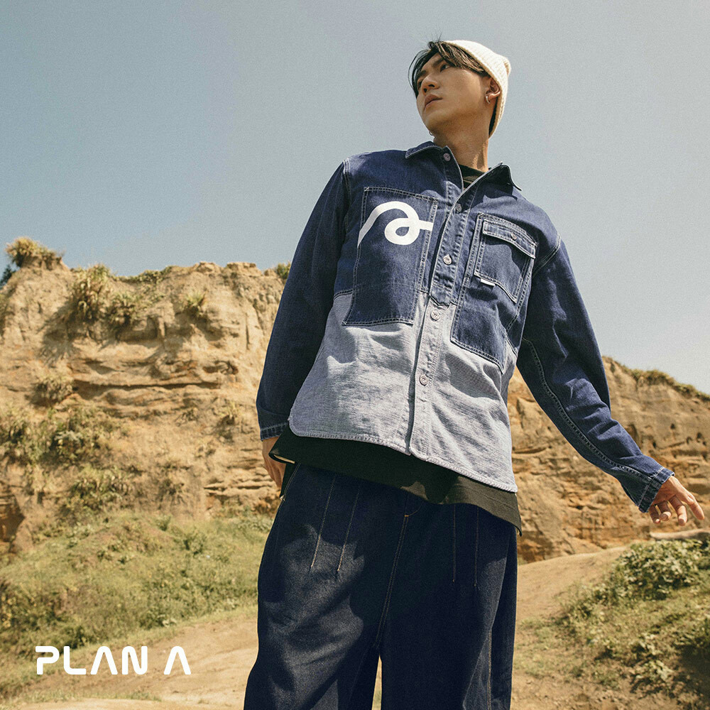 STAYREAL PLAN A Alive拼接厚丹寧襯衫