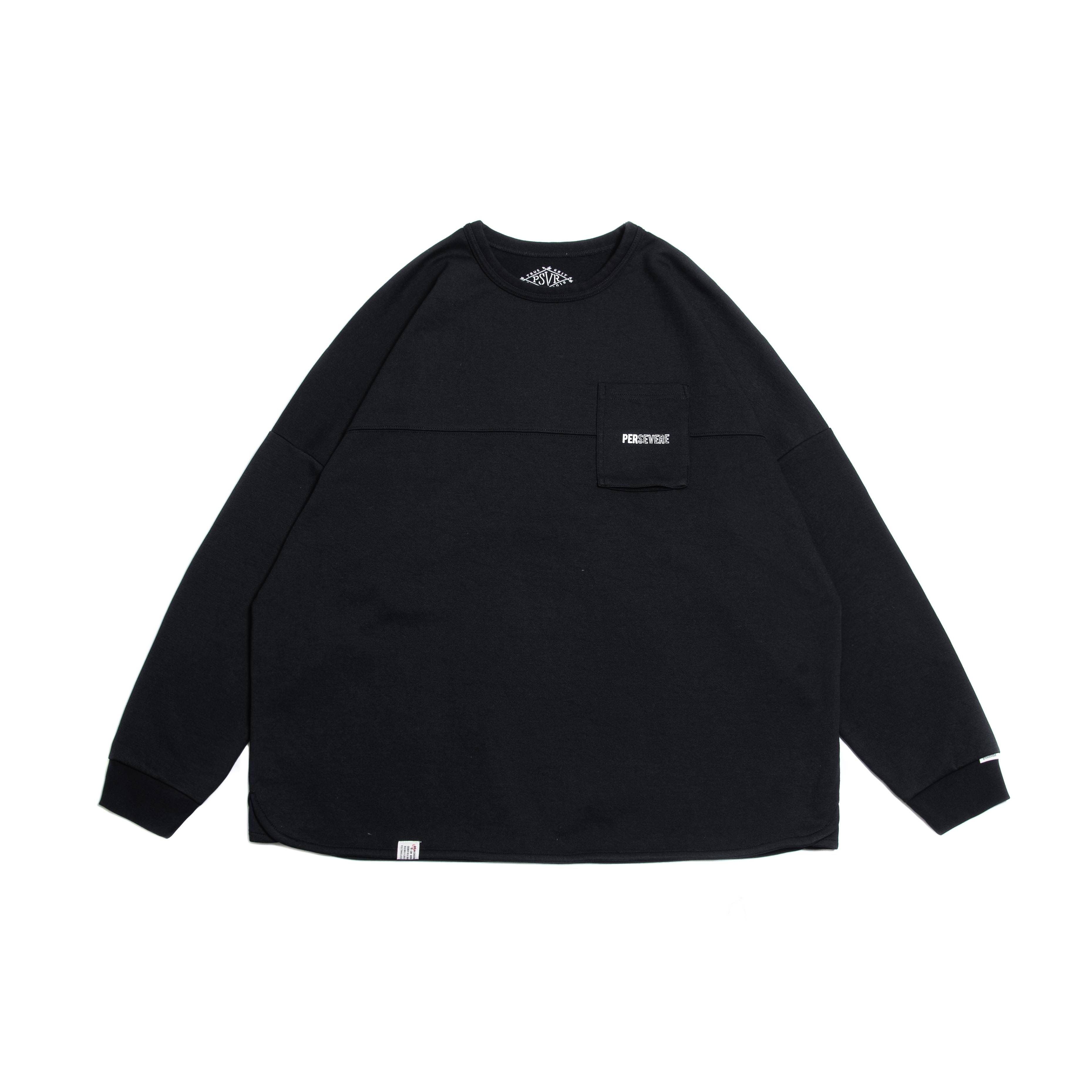 PERSEVERE SPLICED L/S POCKET T-SHIRT - BLACK