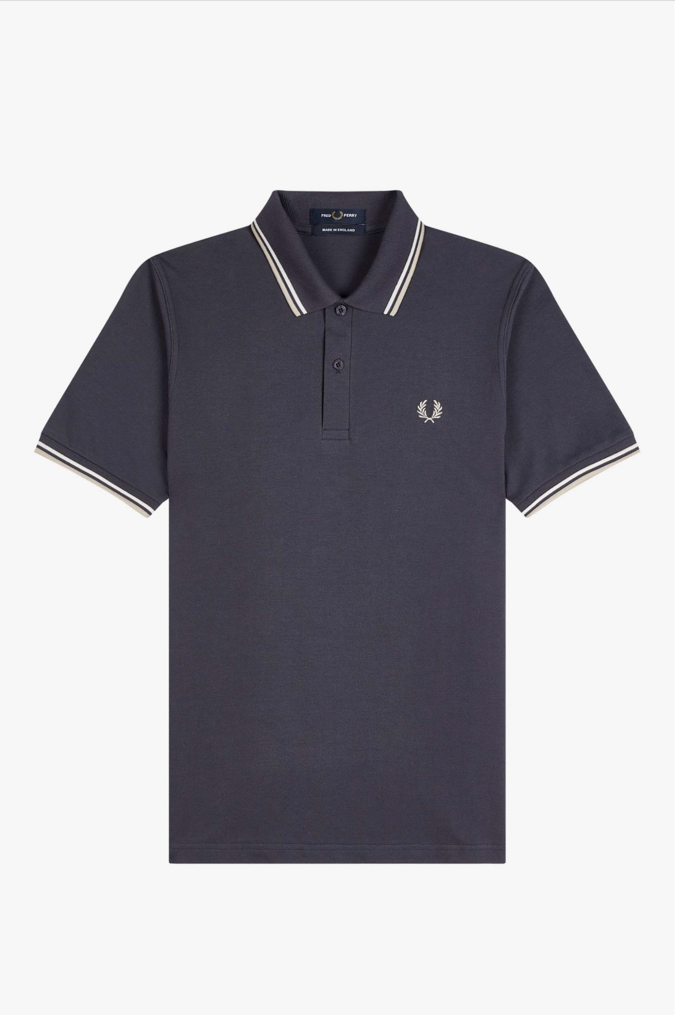 Fred Perry M12 英國製 經典polo衫 (墨灰/本白/黃銅)