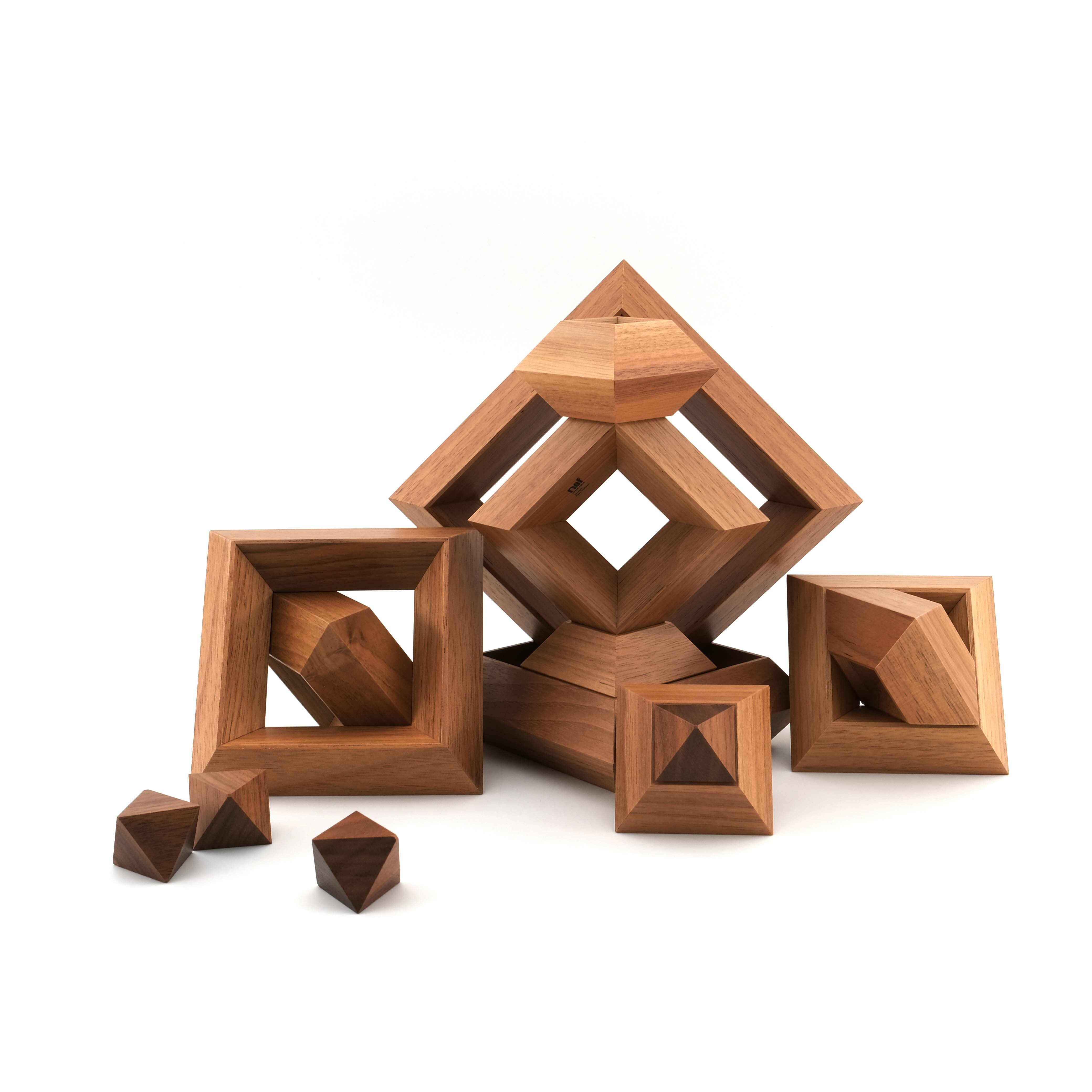 瑞士naef Diamant角錐積木-胡桃木原色