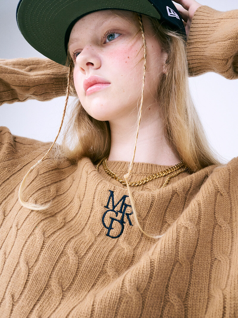 Mardi Mercredi CASHMERE BLENDED CABLE CREW NECK MRCD_CA