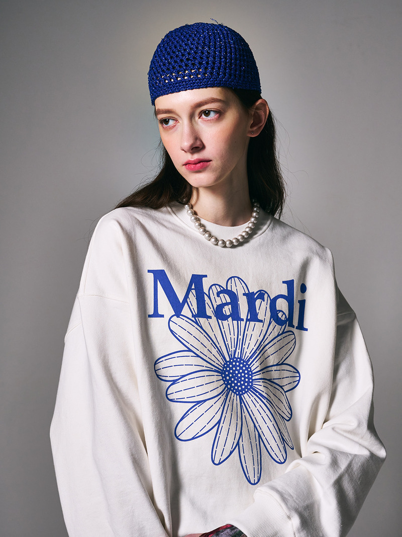Mardi Mercredi SWEATSHIRT FLOWERMARDI_WHITE VIVIDBLUE