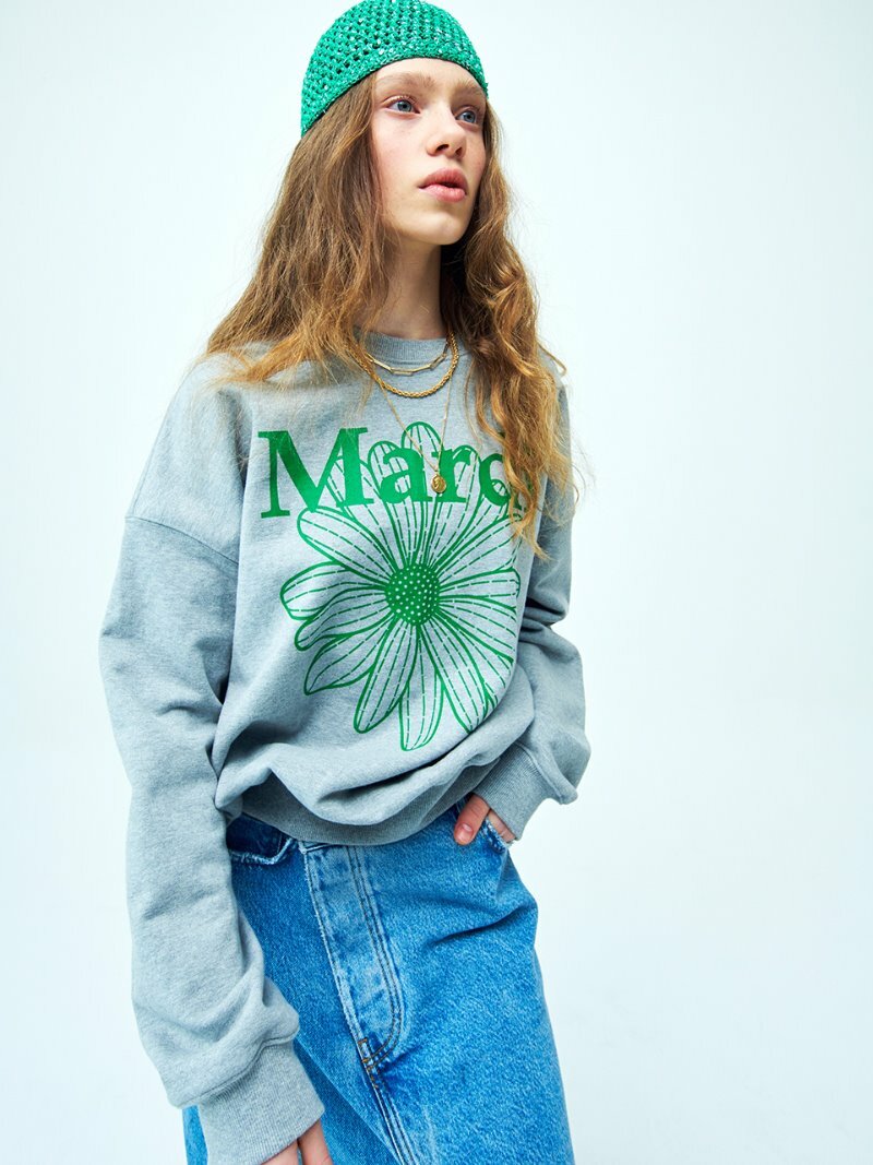 Mardi Mercredi SWEATSHIRT FLOWERMARDI_GREY GREEN