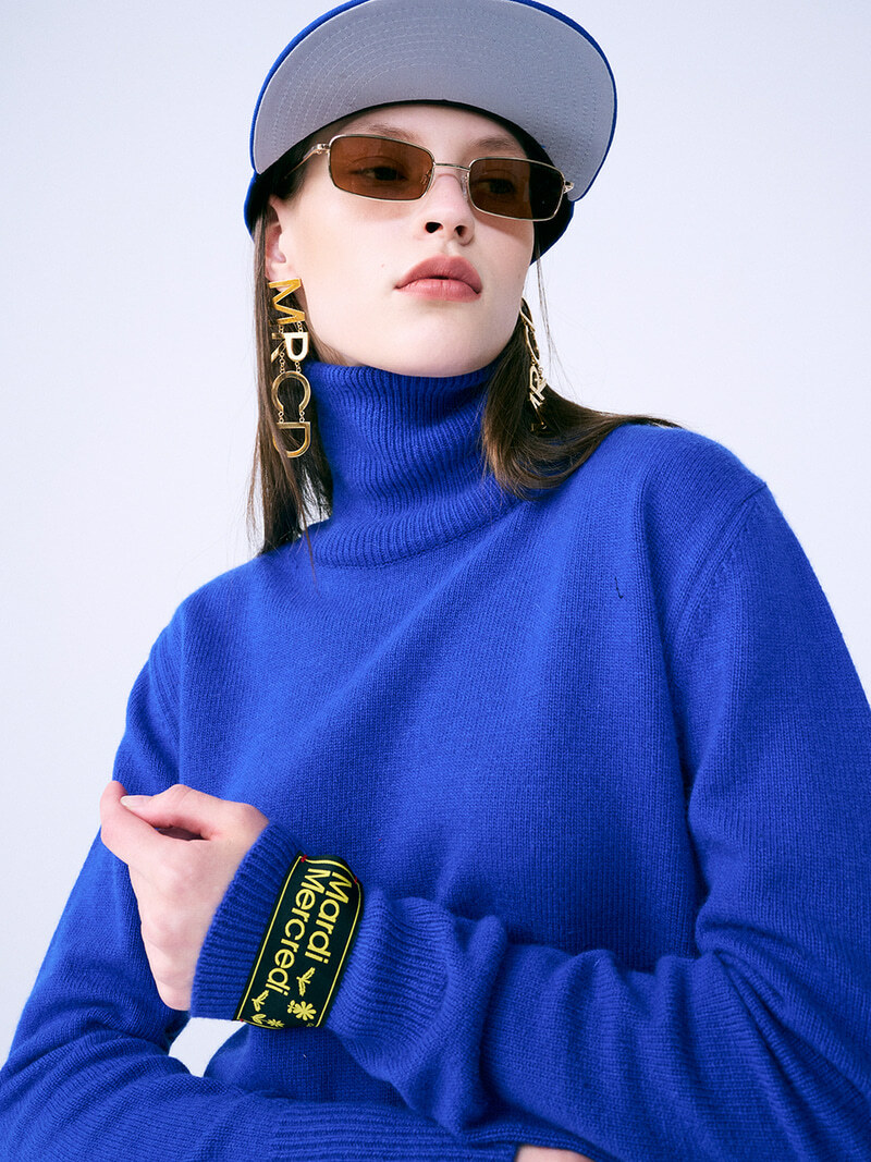 Mardi Mercredi CASHMERE BLENDED BASIC TURTLE NECK_COBAL