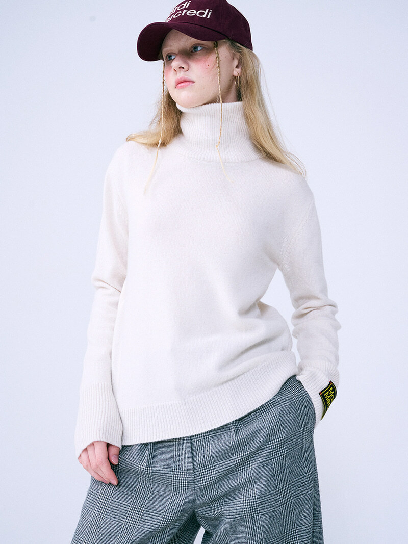 Mardi Mercredi CASHMERE BLENDED BASIC TURTLE NECK_IVORY