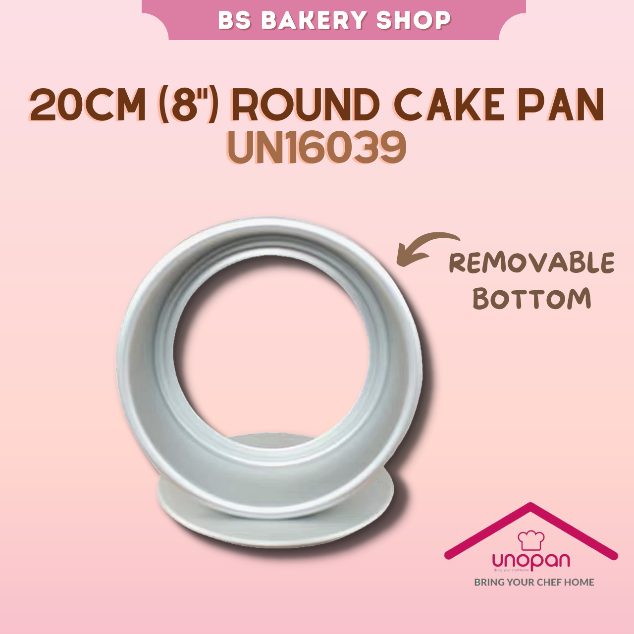 Unopan 8 inch 20cm Removable Round Cake Pan 8寸圆形脱底蛋糕模子