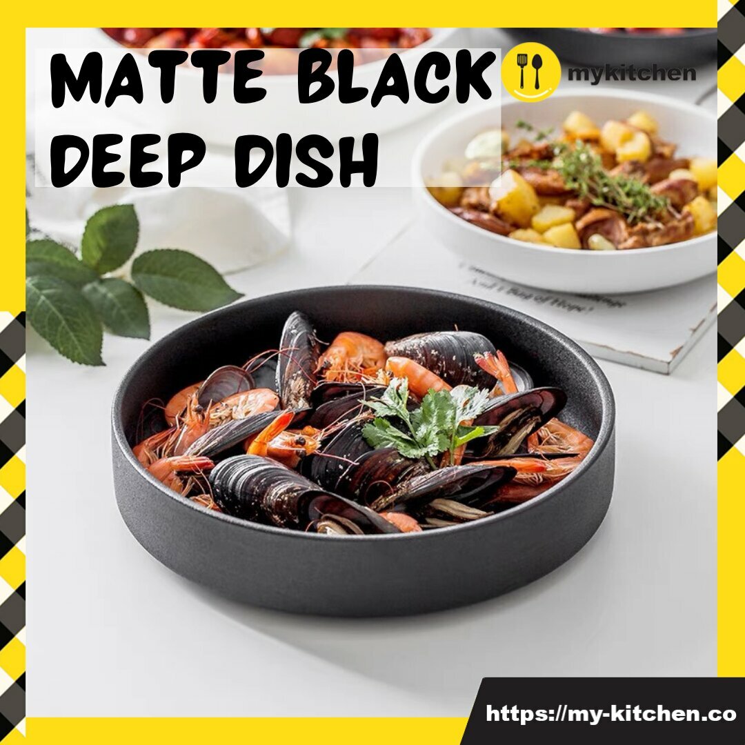 [MY KITCHEN] Matte Black Deep Dish Deep Plate Ceramic P