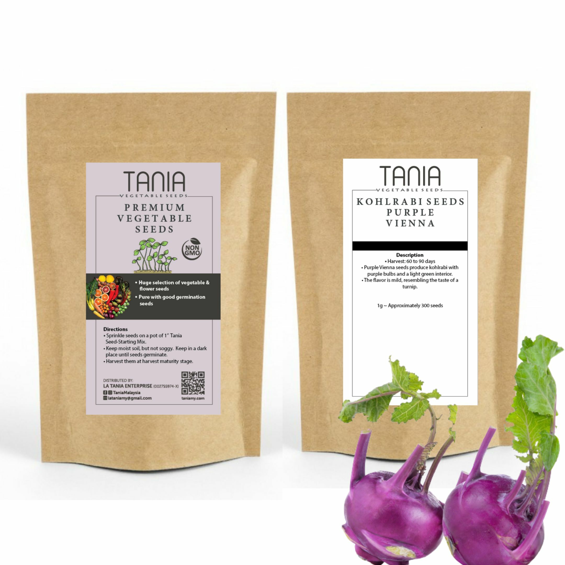 Tania Kohlrabi Seeds - Purple Vienna 1g (300 Seeds)