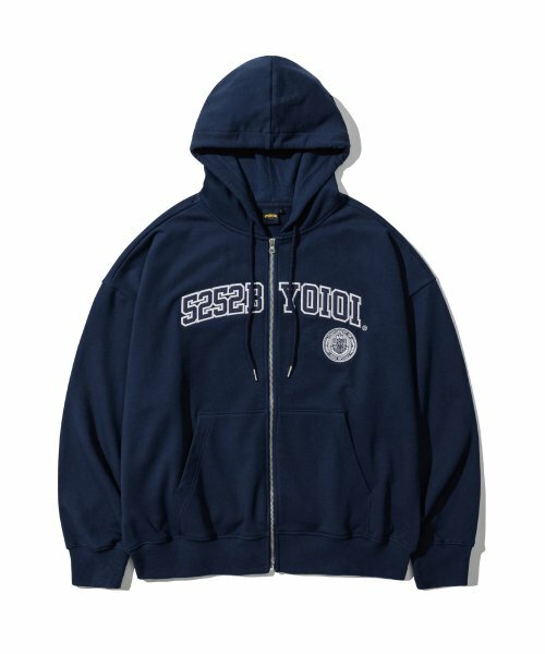 5252 By OiOi 22FW 5BO ARCH LOGO HOODED ZIPUP - NAVY