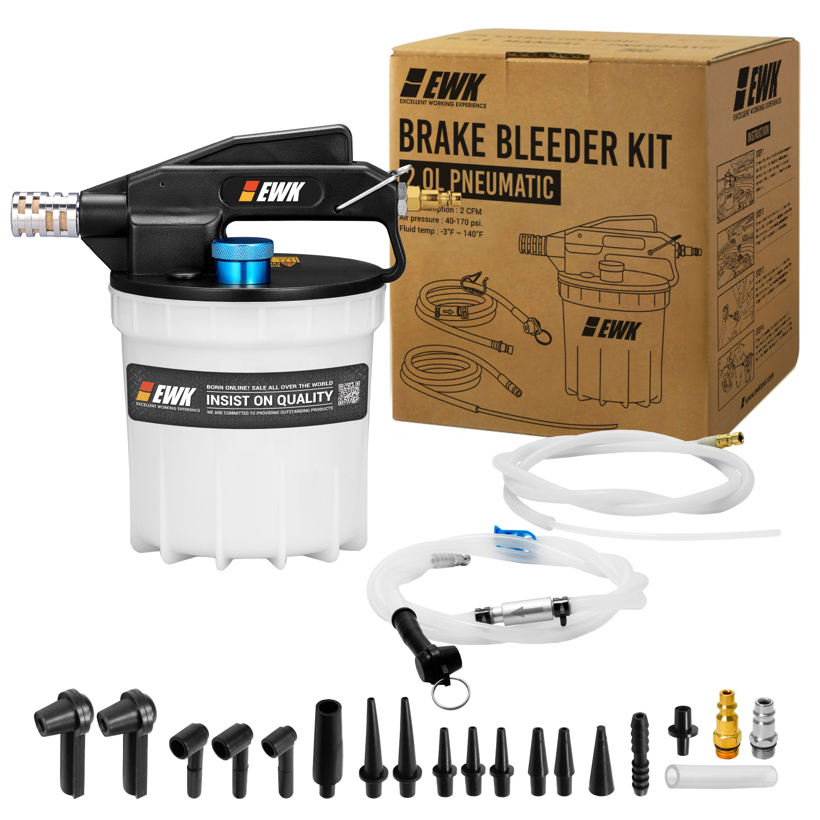 2L Vacuum Brake Fluid Bleeder with Adapter & Hose | EWK