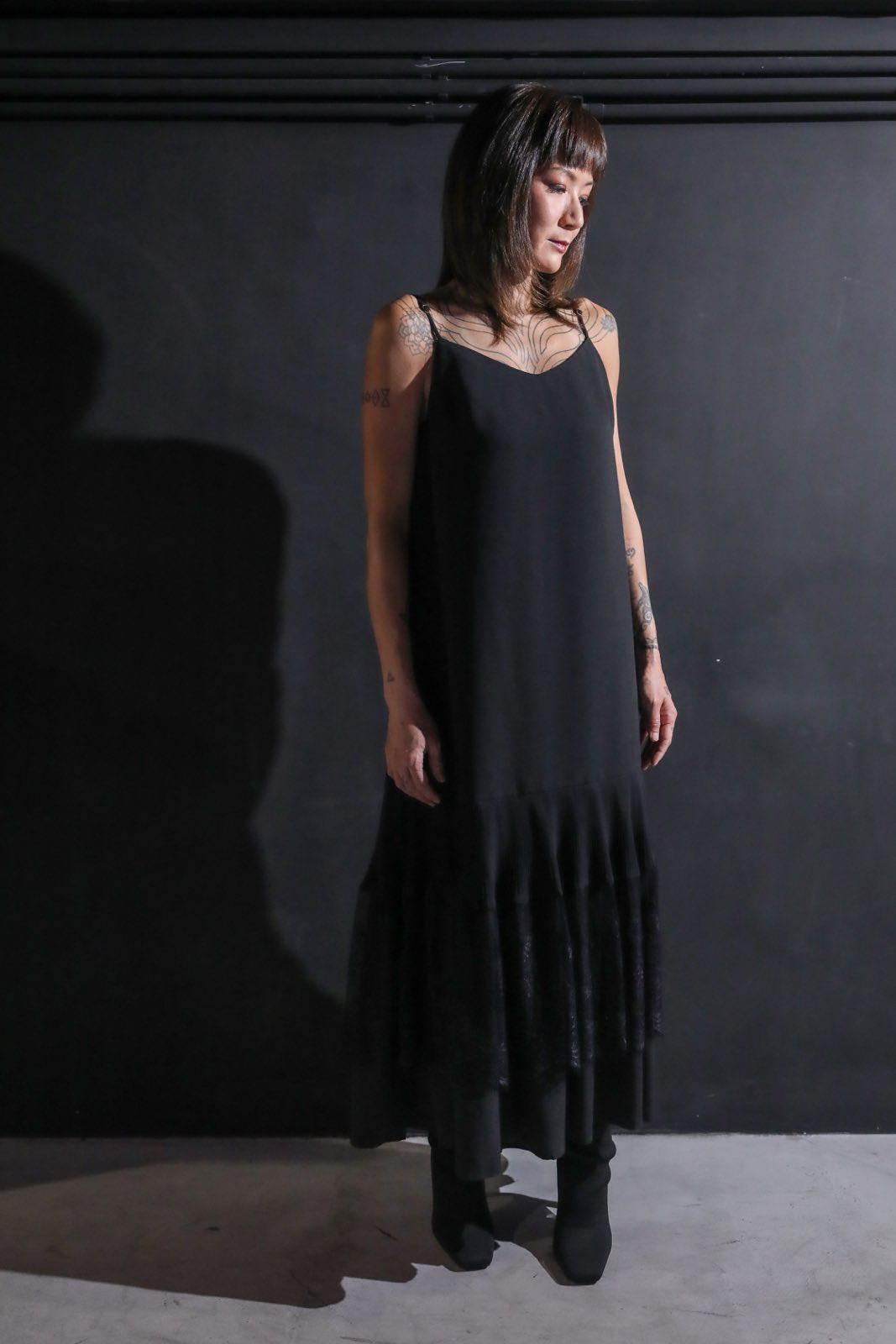 layering adjustable strap one piece dress