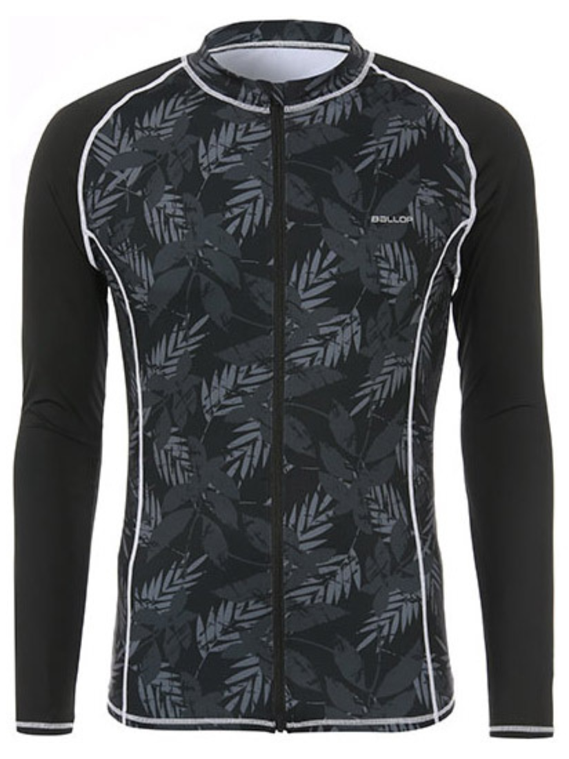 Ballop UPF50+ Long Sleeves Rashguard (Black Leaf) - Men