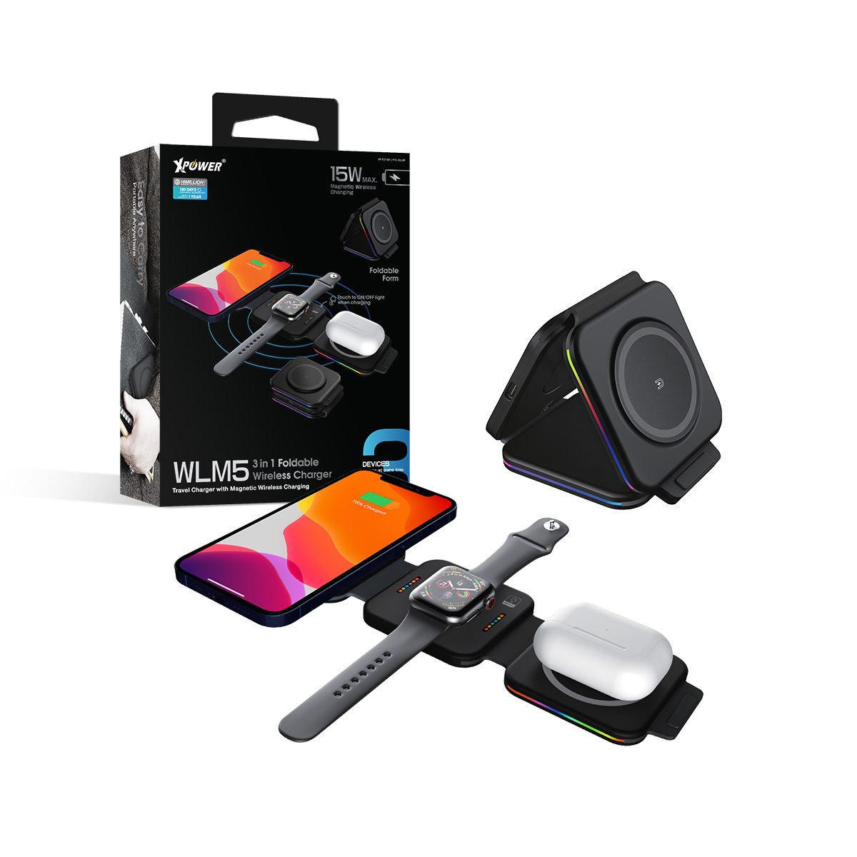 XPower WLM5 3合1 15W無線磁吸充電器