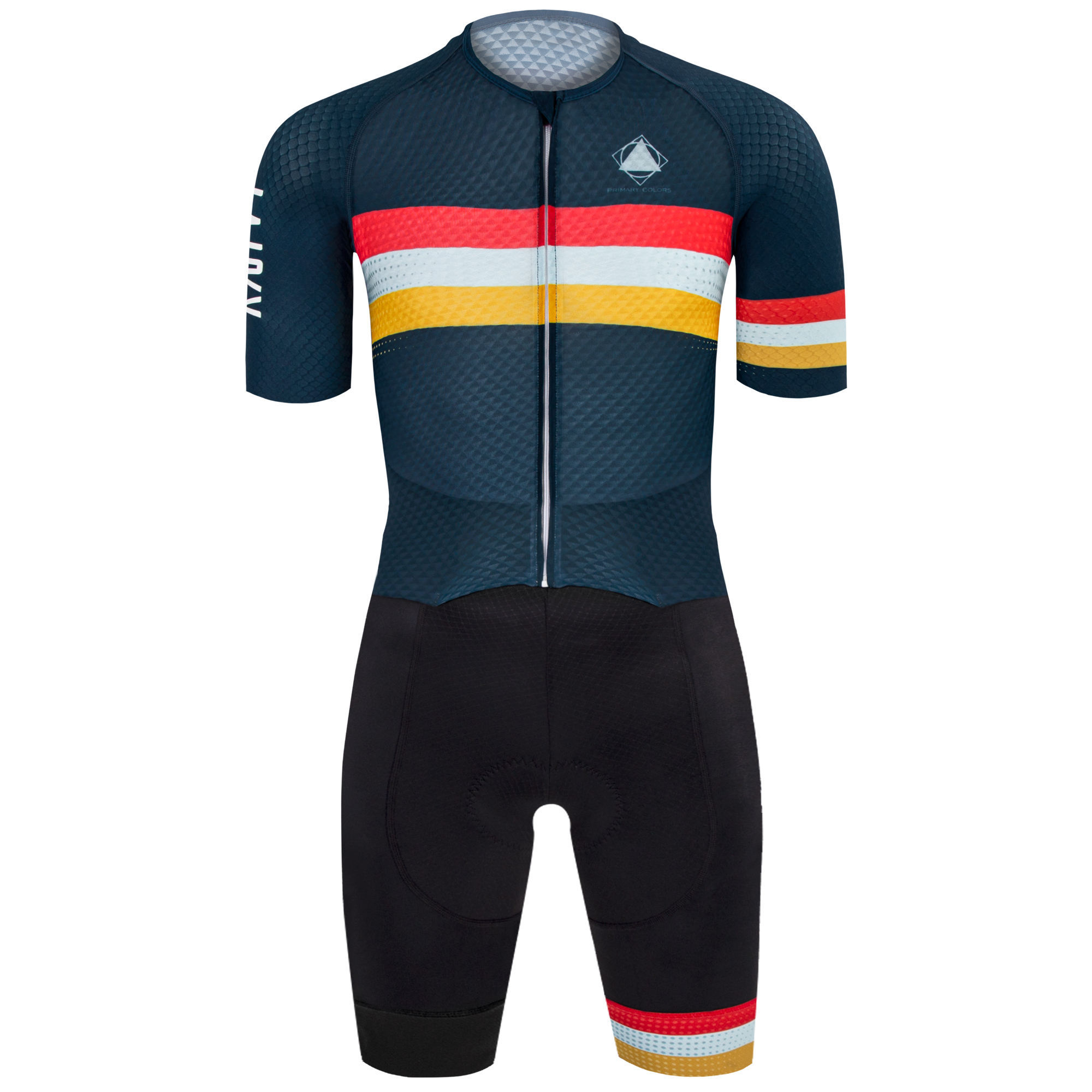 BAISKY ITT男款短袖連體衣 平行線 藍