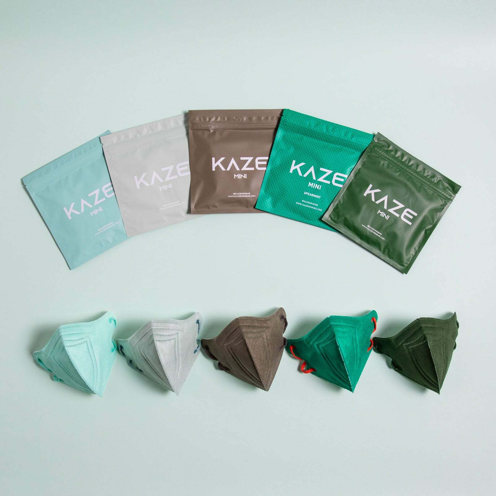 KAZE Mini Mini Green 綠色系列 3D立體口罩 (小臉) (一盒十片)