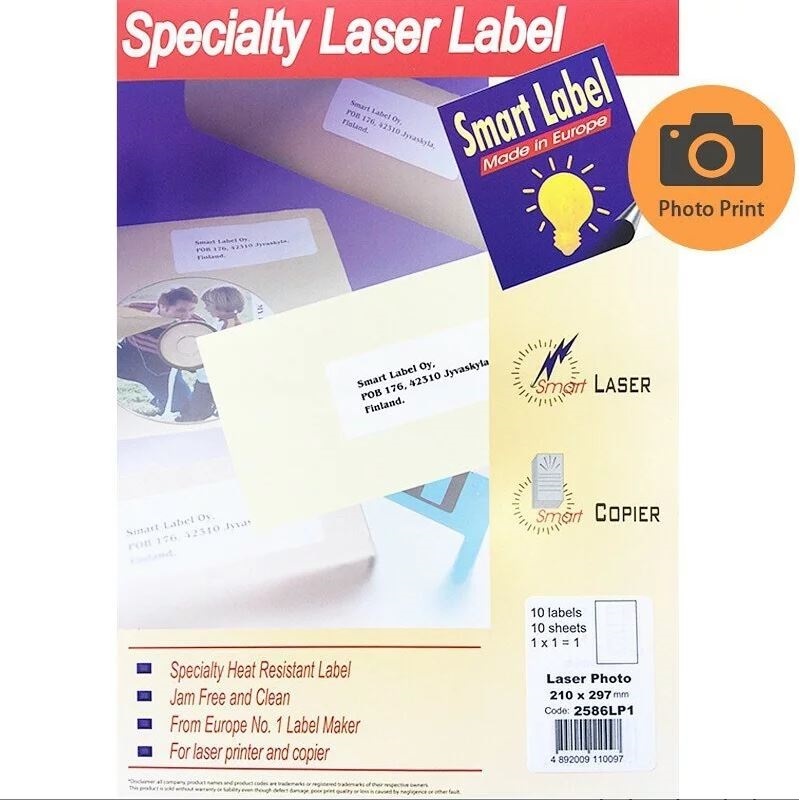 Smart Label 鐳射光面標籤 CT-2586LP1 白色光面 (1包10張) 210x297mm
