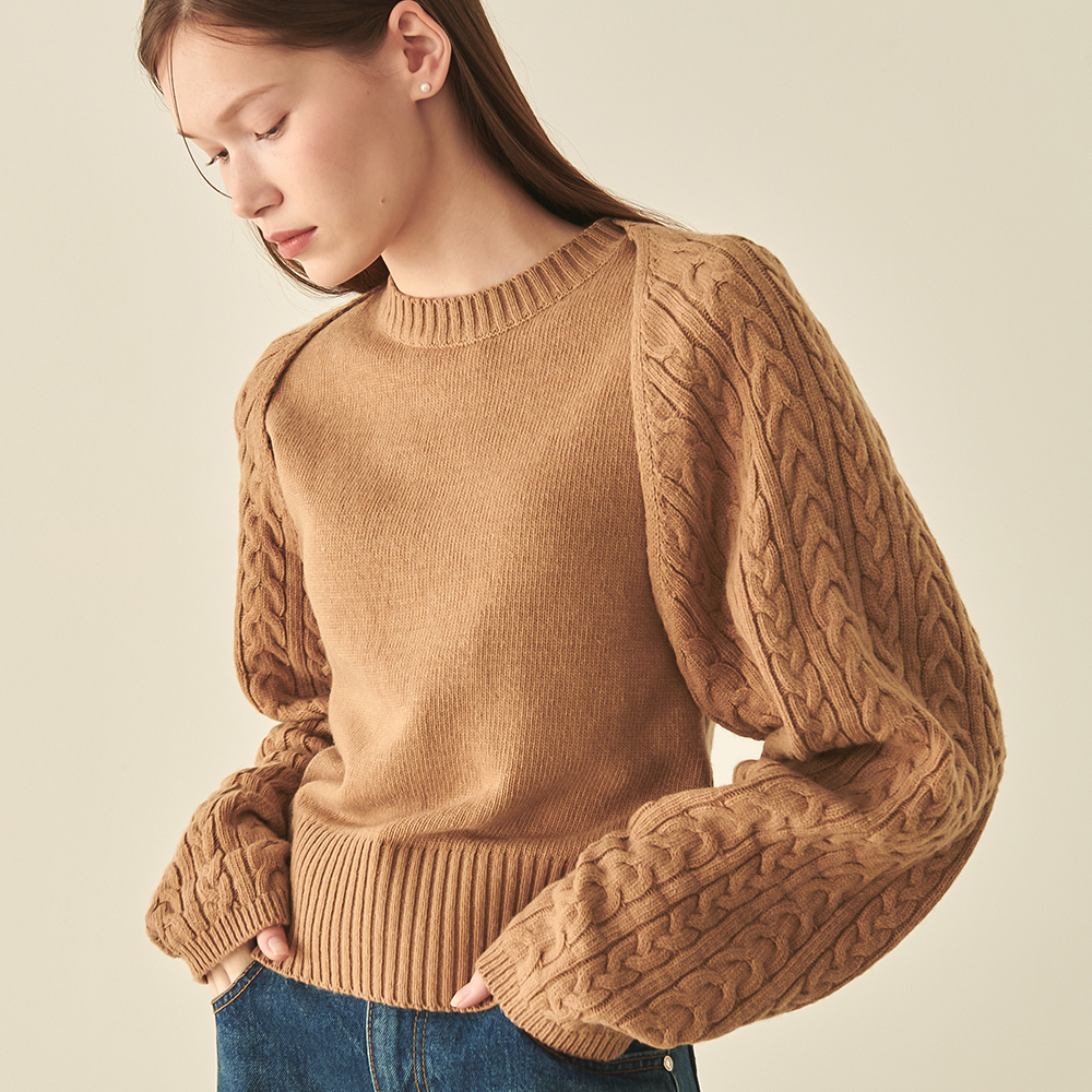 RONRON Cable Bollero Cashmere Knit Beige