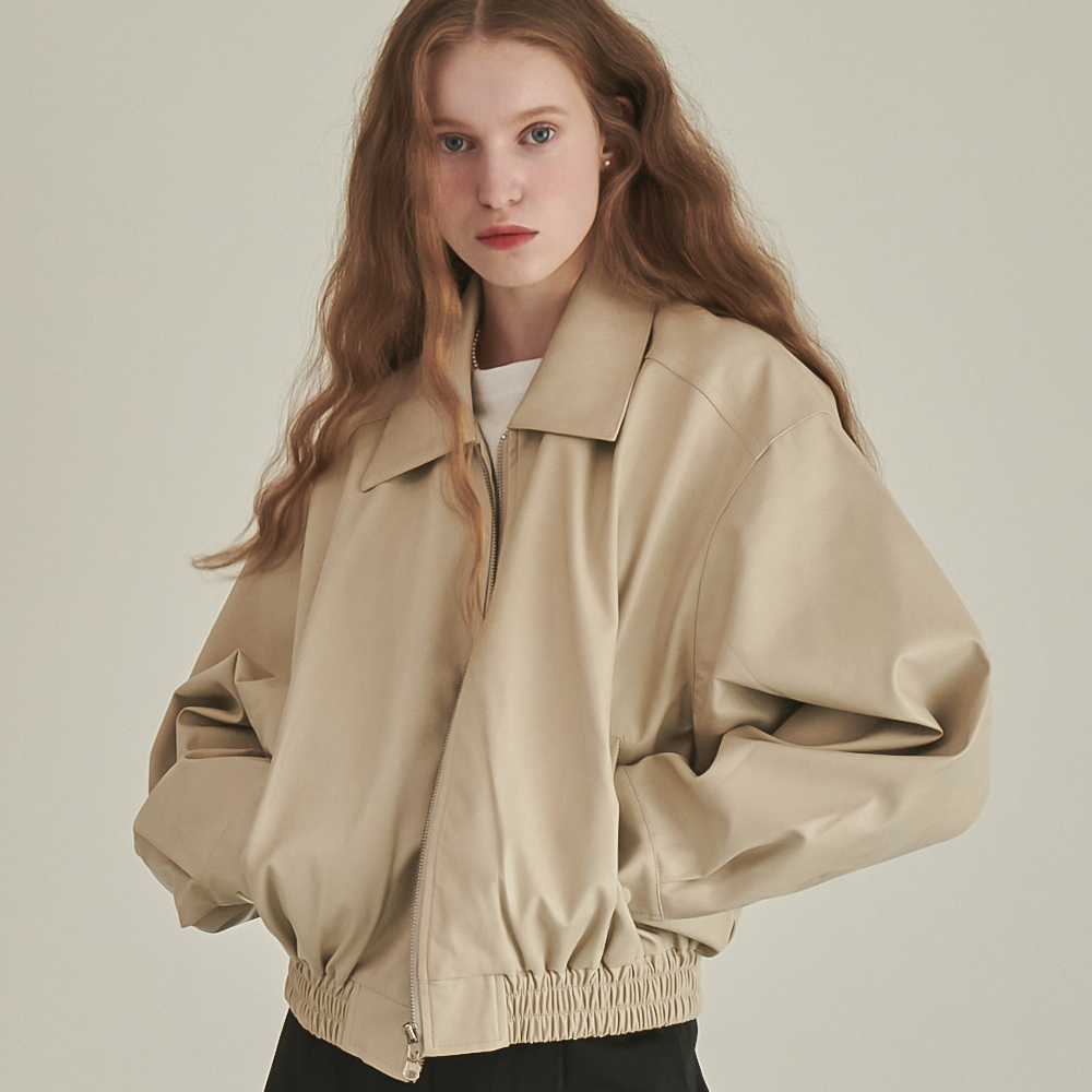 RONRON ECO LEATHER BLOUSON JACKET Beige