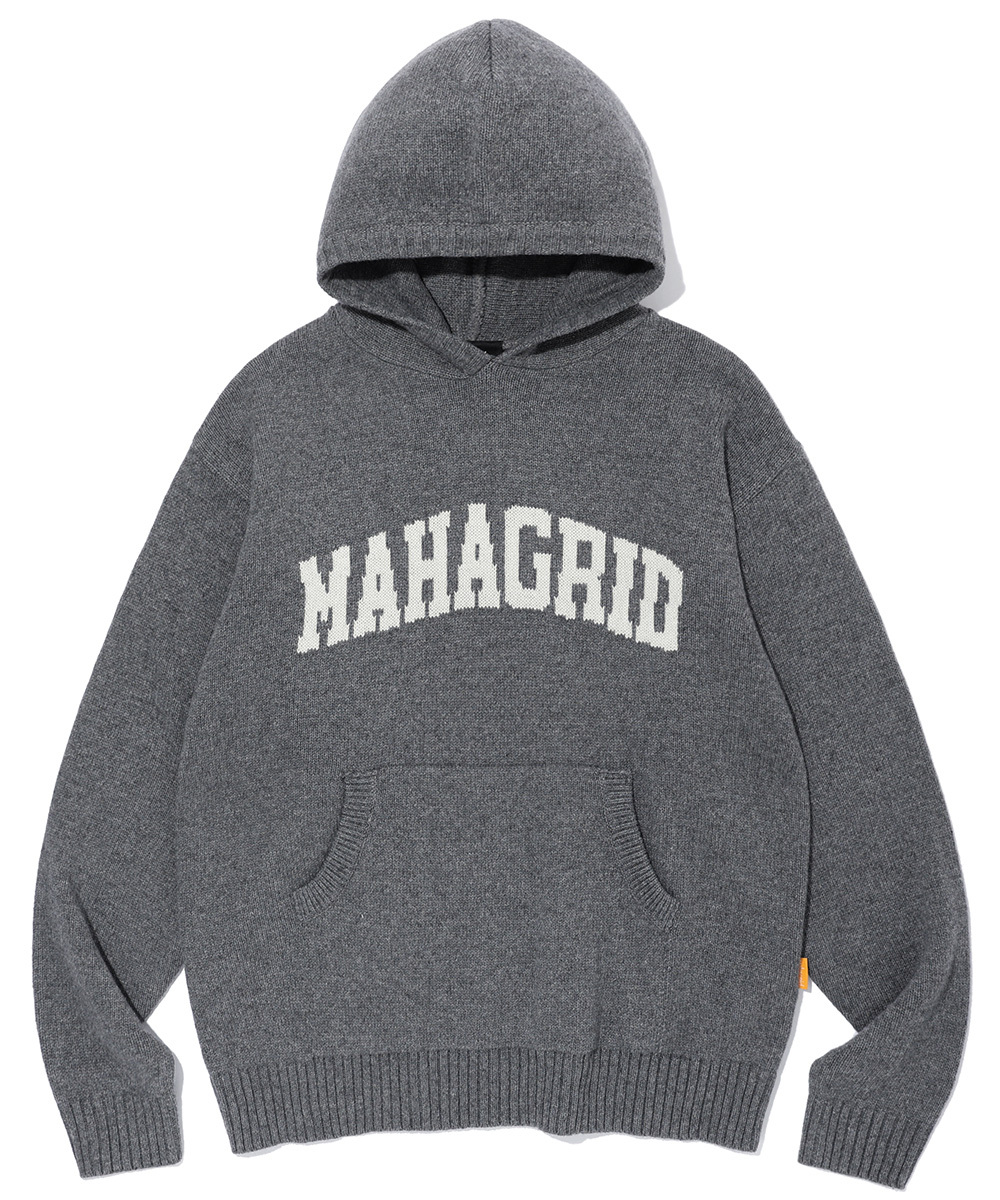 Mahagrid VARSITY LOGO KNIT HOODIE[GREY]