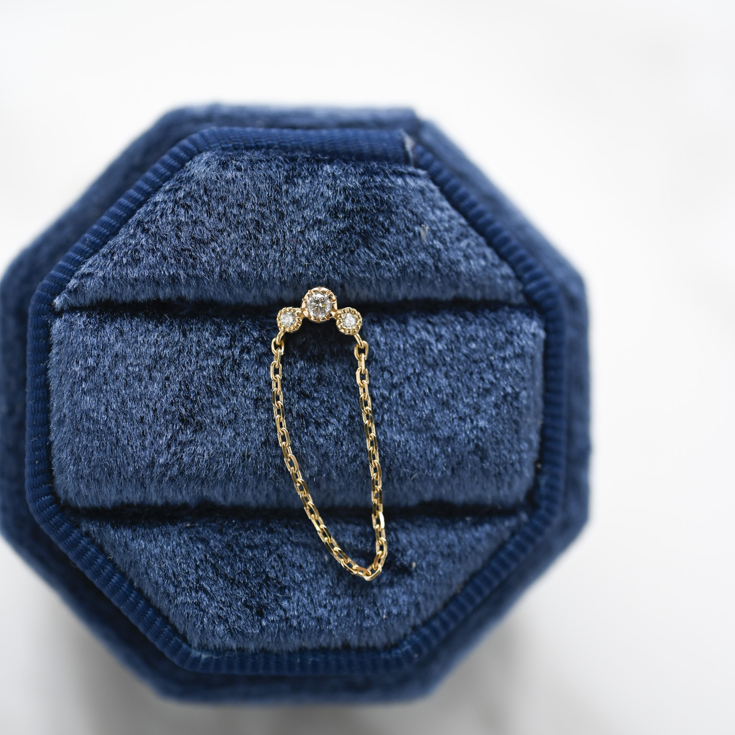 18K Bubble Chain Diamond Earring