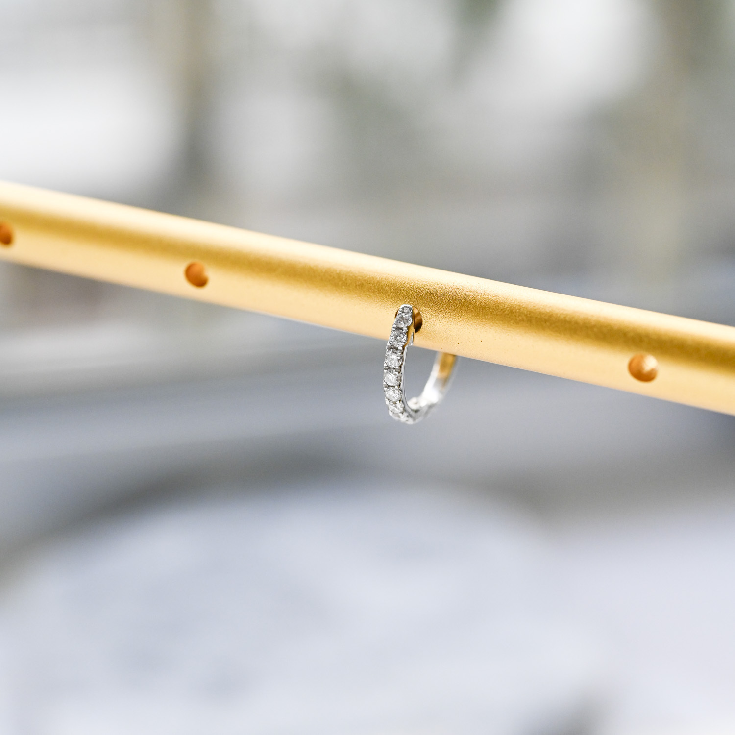 18K Full Diamond 6mm Earring Hoop