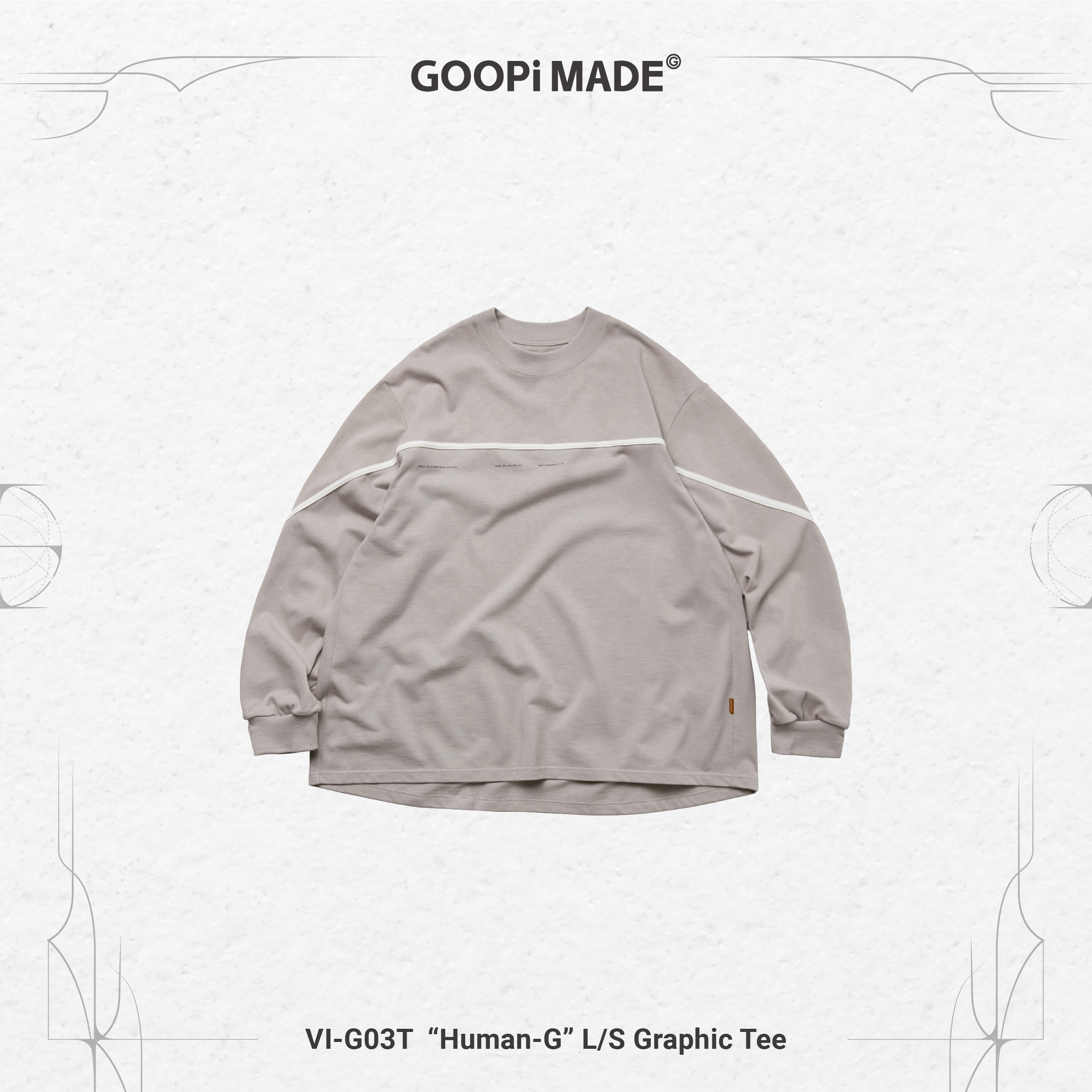 GOOPiMADE VI-G03T “Human-G” L/S Graphic Tee - Taupe