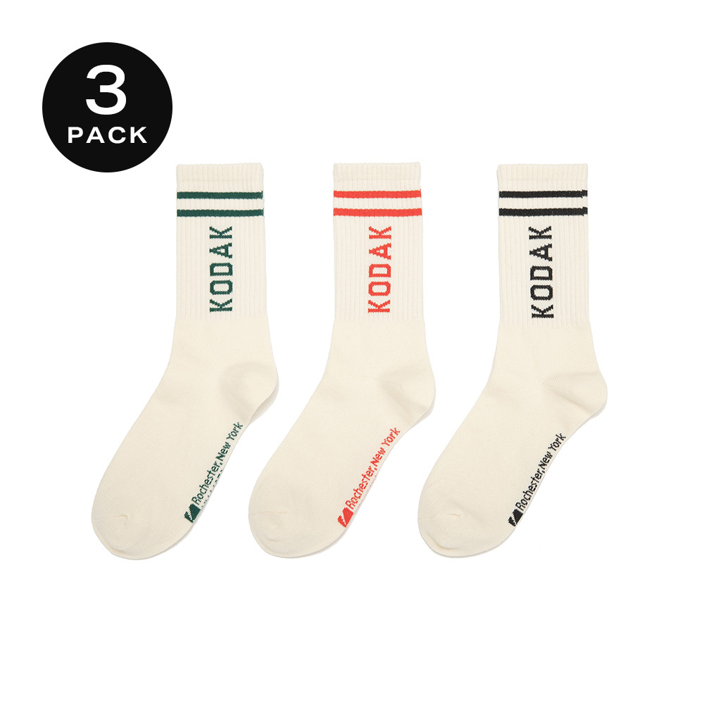 Kodak Wording Logo Socks 3-Pack Set K2343LSC21IVR