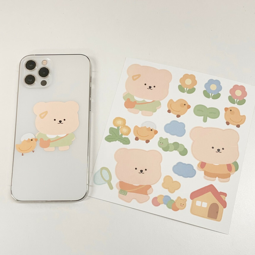 BAMTOREE STORE Chick Removable Sticker 小熊與小雞貼紙