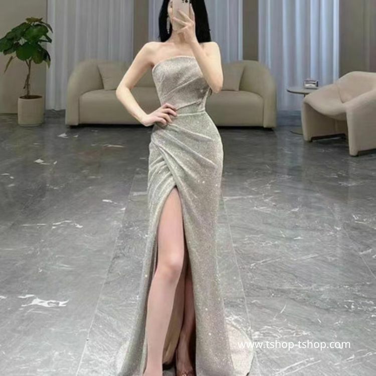 平口修身開叉性感禮服洋裝|主持|尾牙|春酒|晚宴|婚紗T4541 T shop&titi女裝