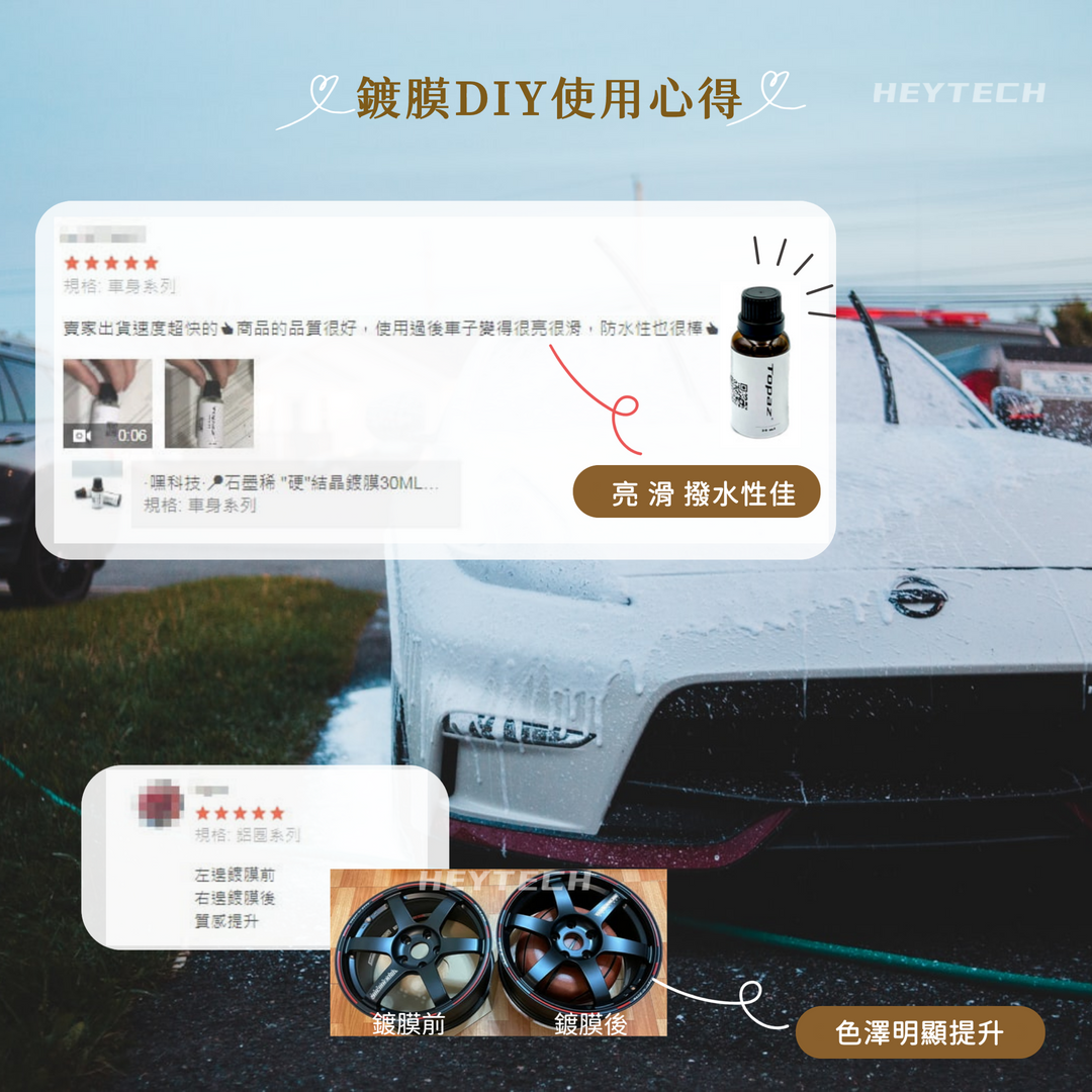 Heytech 嘿科技 汽機車專用硬化型結晶∣鋁圈鍍膜劑∣高光澤、防落塵、9H、耐酸鹼、撥水性強、耐高溫
