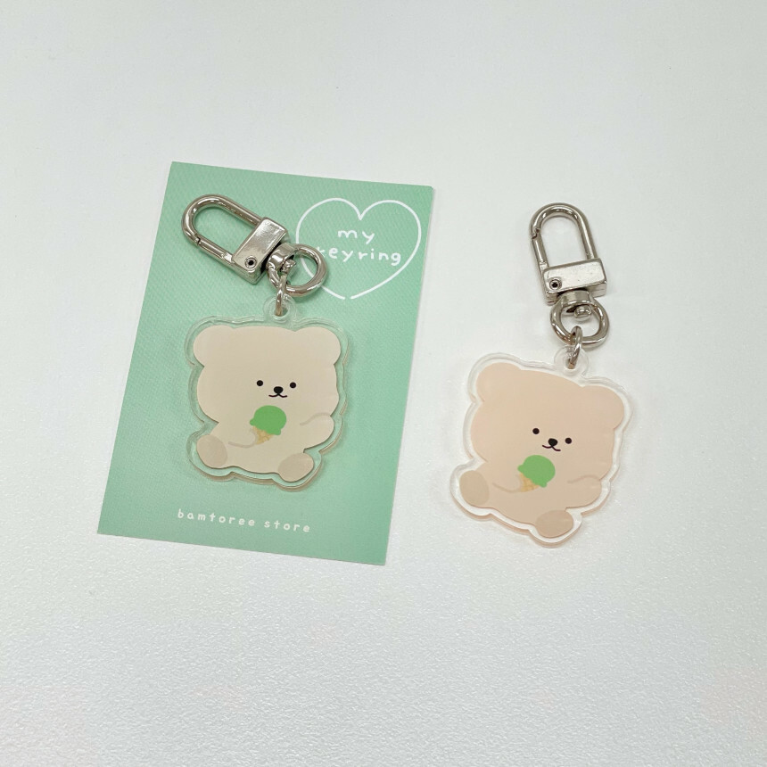 BAMTOREE STORE Mint Ice-Cream Bear Keyring 吃雪糕小熊鎖匙扣