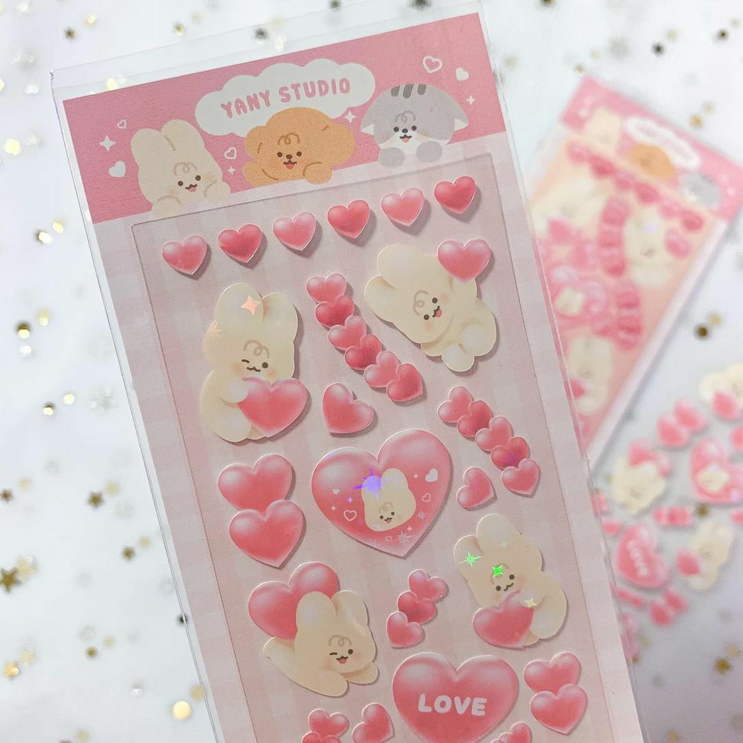 Yany Studio 貼紙 - Heart Pang Pang (Pink)