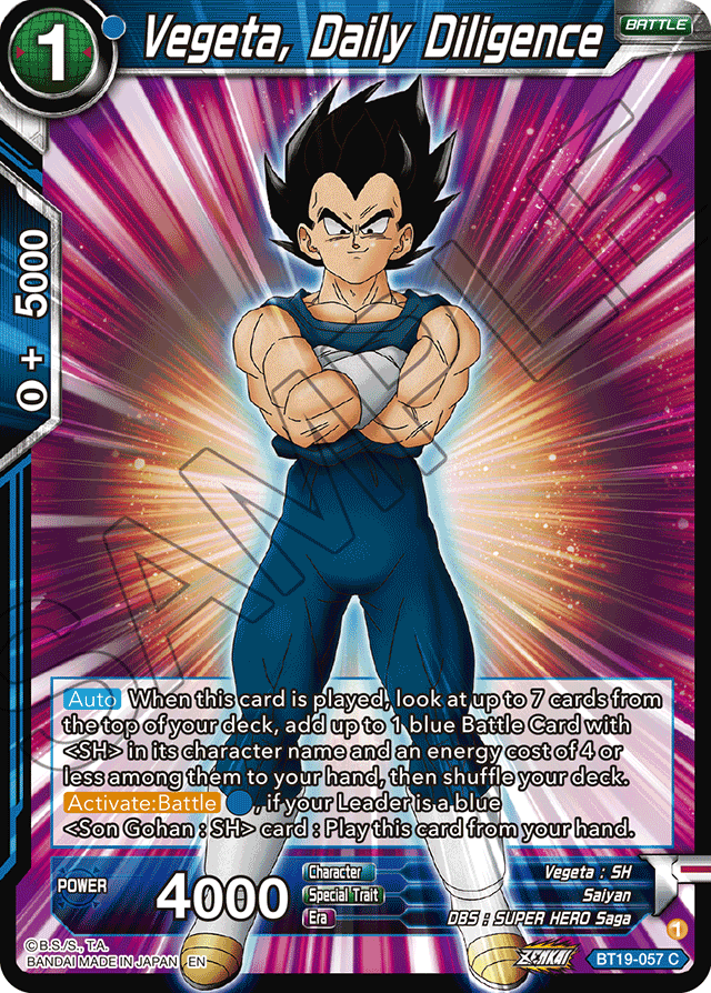 BT19-057 Vegeta, Daily Diligence