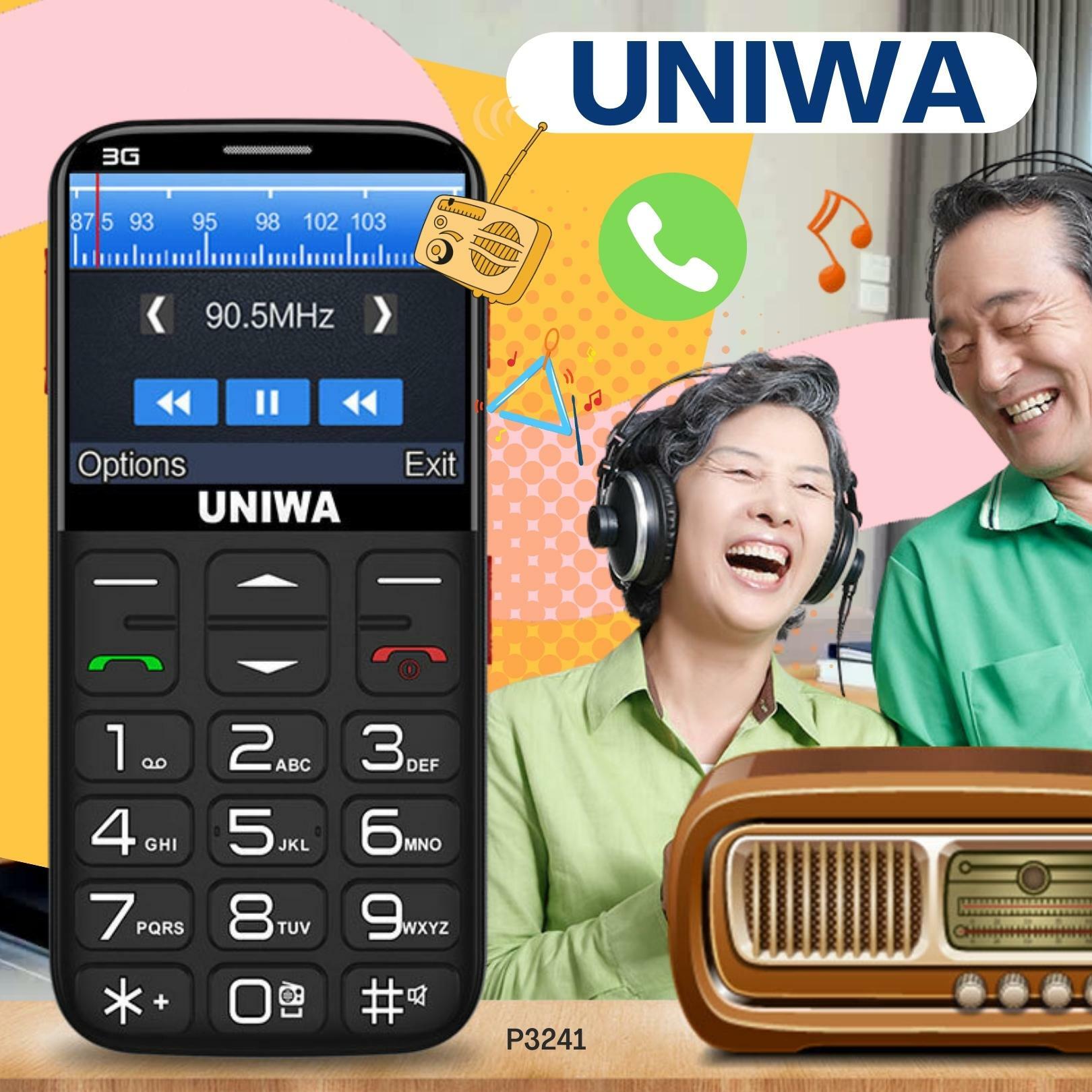 日本JTSK UNIWA多功能直板長者平安手機 超長待機特大鈴聲大按鍵大字體