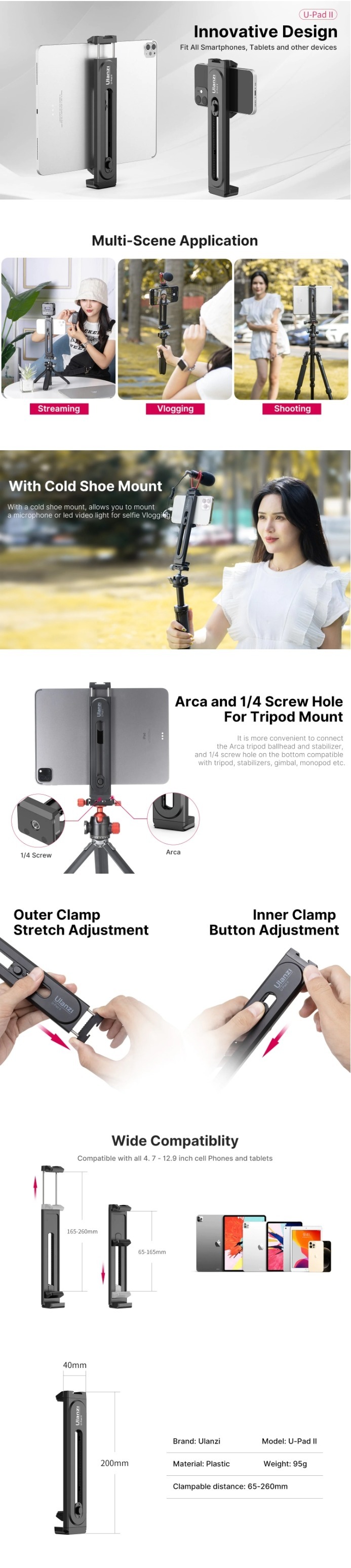 Ulanzi U-Pad Ⅱ Plastic Ipad Tripod Mount