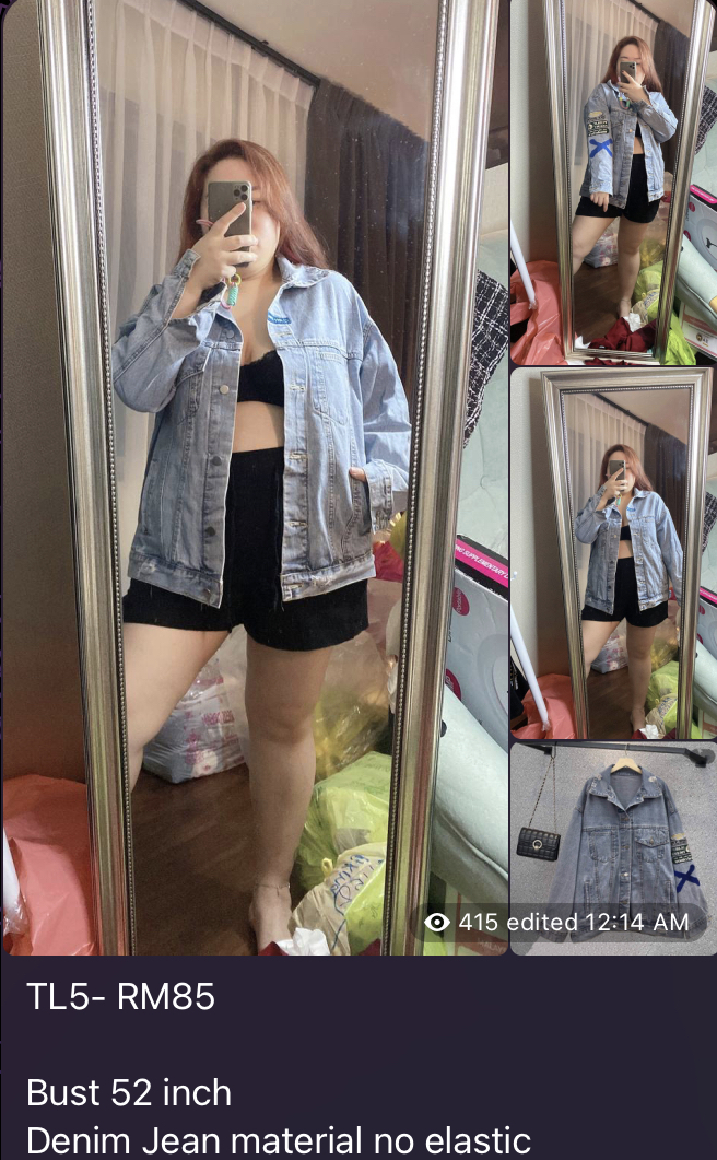 TL05 - RM85 Bust 52 inch Denim Jean material no elastic