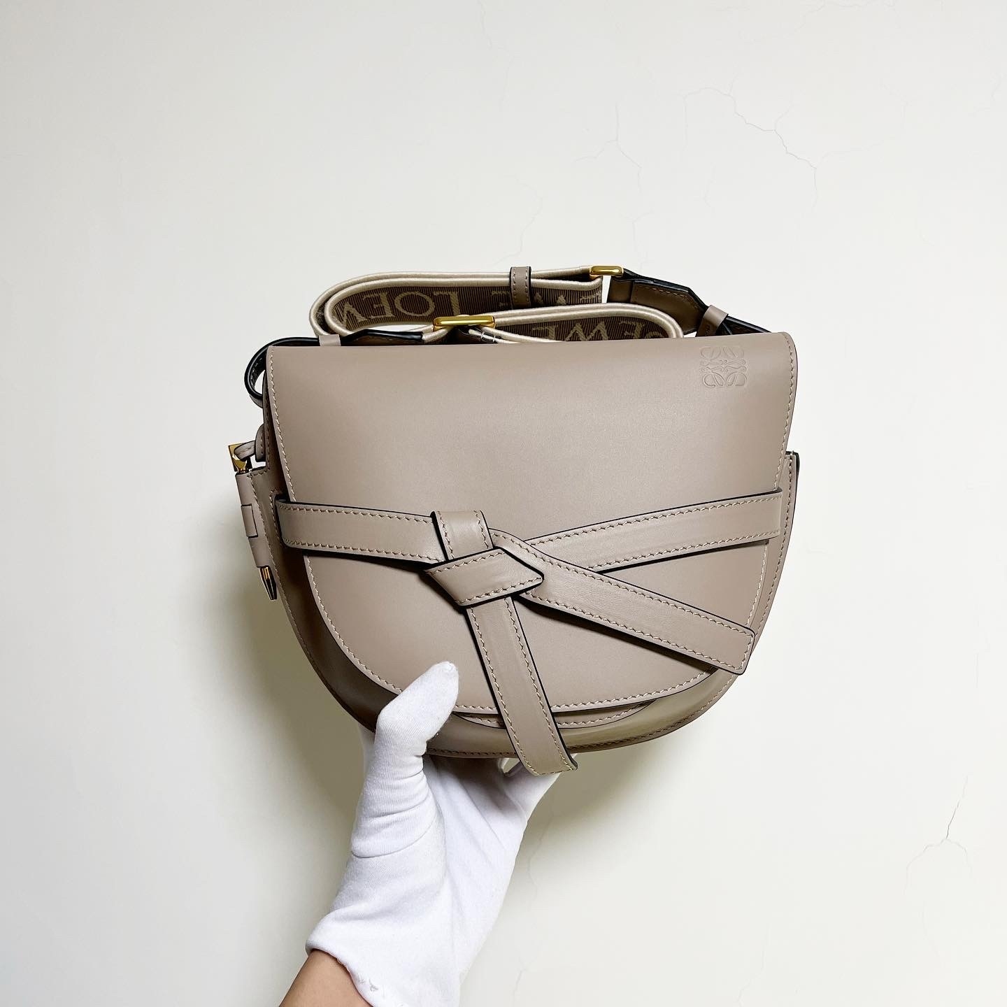 LOEWE Small Gate bag in soft calfskin and jacquard