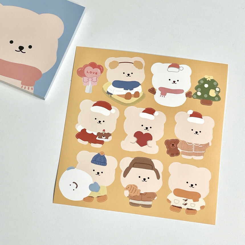 BAMTOREE STORE Winter Removable Sticker 冬日玩樂 小熊貼紙